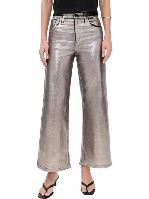 Joe's Jeans Mia Wide Leg Ankle Foil Jeans - Pewter Foil