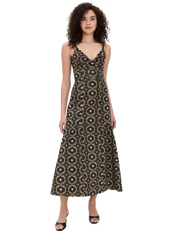 Hill House Home The Lillie Midi Dress - Cisco Trellis, Black Multi