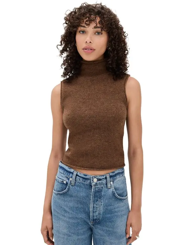 Joe's Jeans The Stevie Sleeveless Roll Neck Sweater - Cinnamon