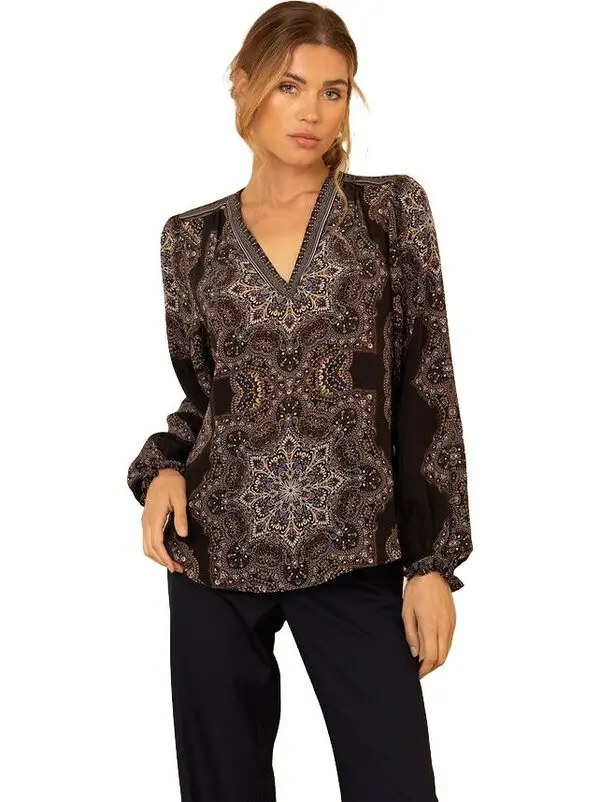 Hale Bob Layne Silk Top - Black