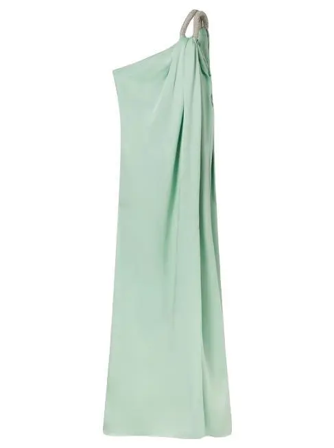Stella McCartney Chain Link Asymmetric Draped Maxi Dress - Neutral