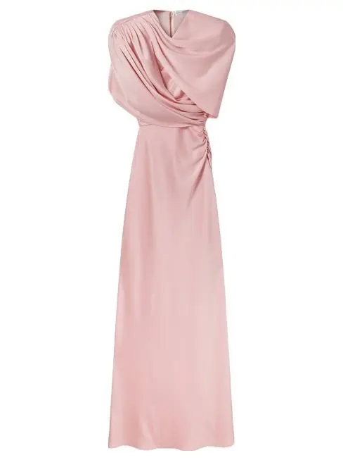 Stella McCartney Satin Wrapped Short-sleeve Maxi Dress - Natural