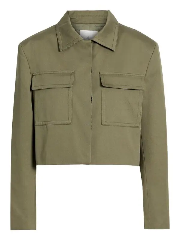ANINE BING Dayton Cropped Cotton-twill Jacket - Army Green