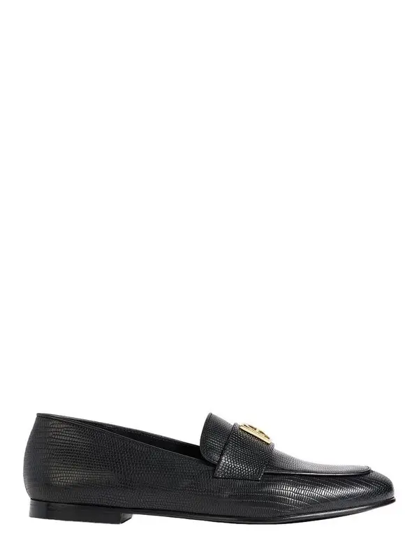 ANINE BING Corrine Embellished Lizard-effect Leather Loafers - Black