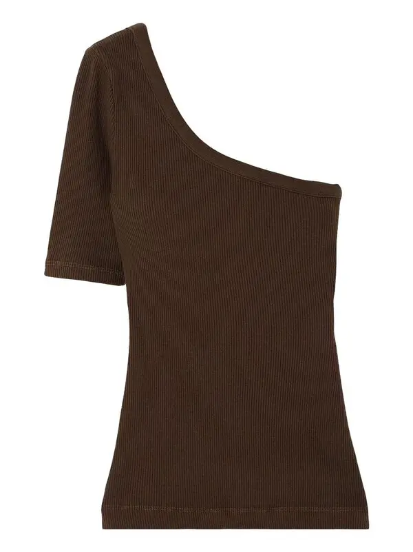 Citizens Of Humanity Savannah One-shoulder Ribbed Jersey Top - Chocolate