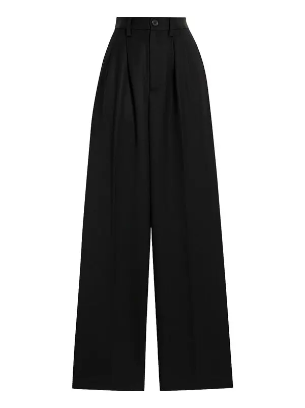 ANINE BING Lou Wool-twill Wide-leg Pants - Black