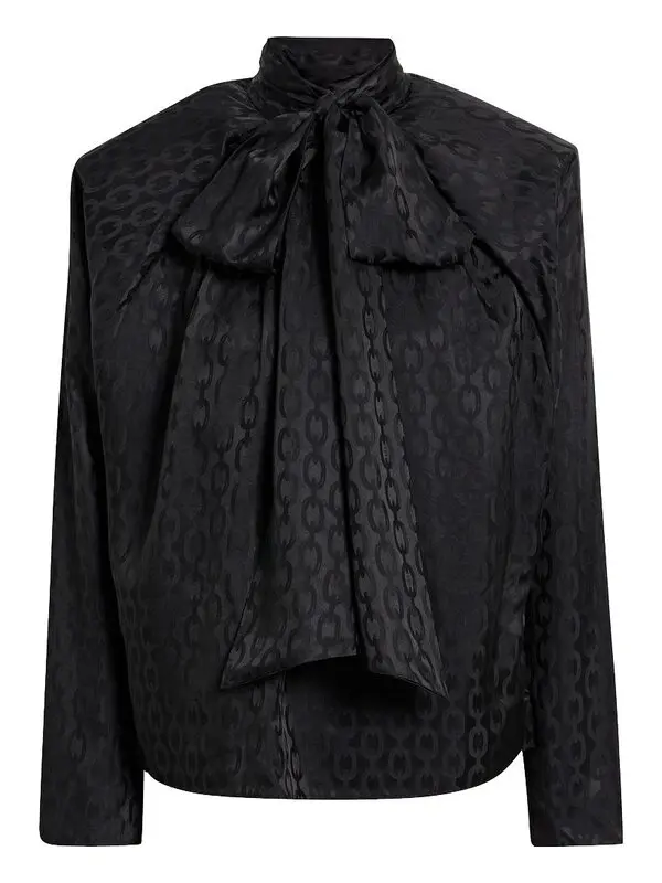 ANINE BING Rachel Pussy-bow Satin-jacquard Blouse - Black