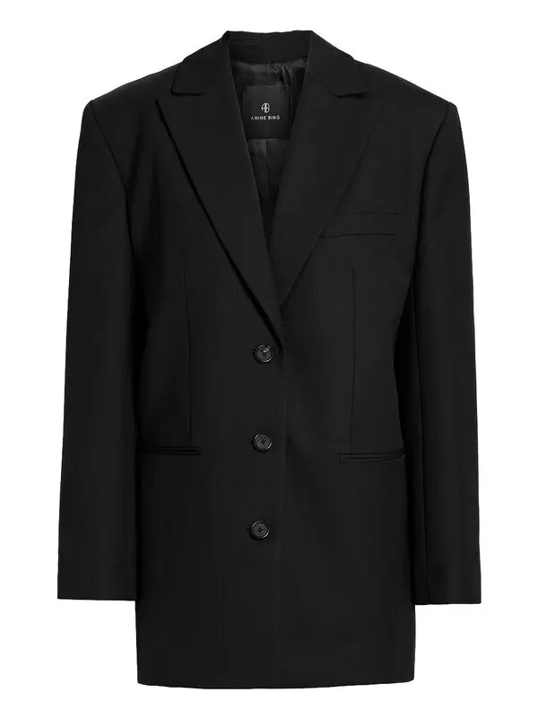 ANINE BING Declan Grain De Poudre Blazer - Black