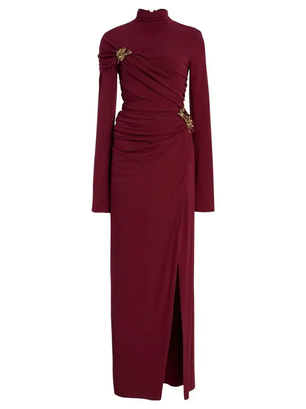 Simkhai Izadora Ruched Maxi Dress - Burgundy