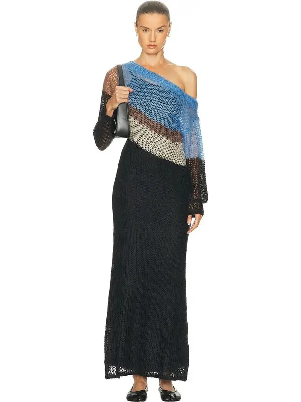 Staud Tessa Knit Dress - Country Blue Multi