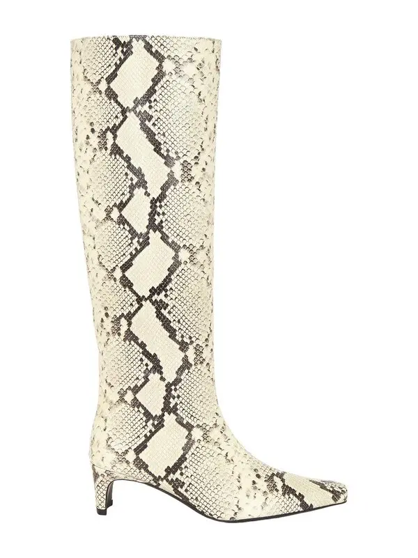 Staud Wally Snake-embossed Leather Boots - White Snake