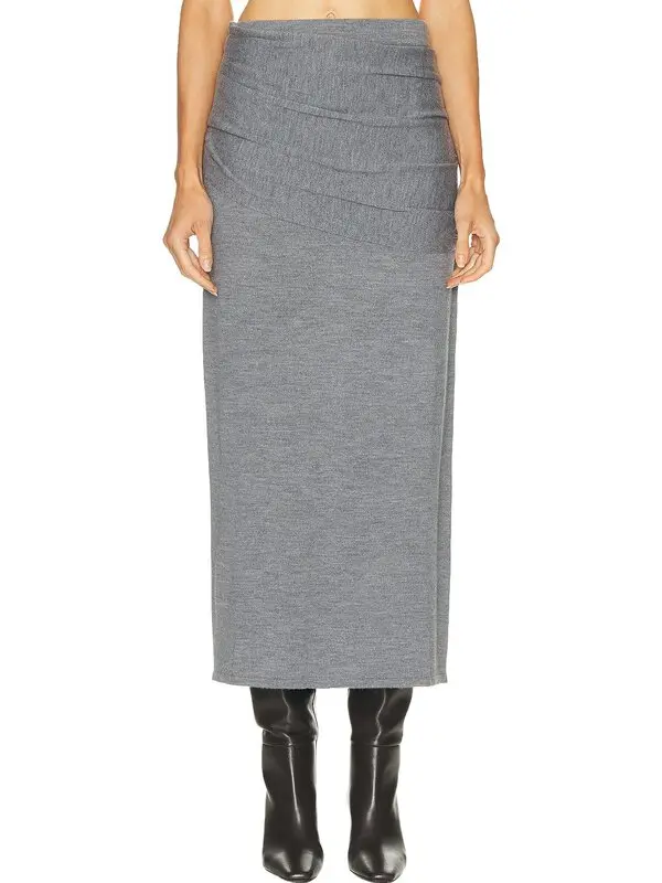 Staud Wilma Midi-length Skirt - Heather Grey