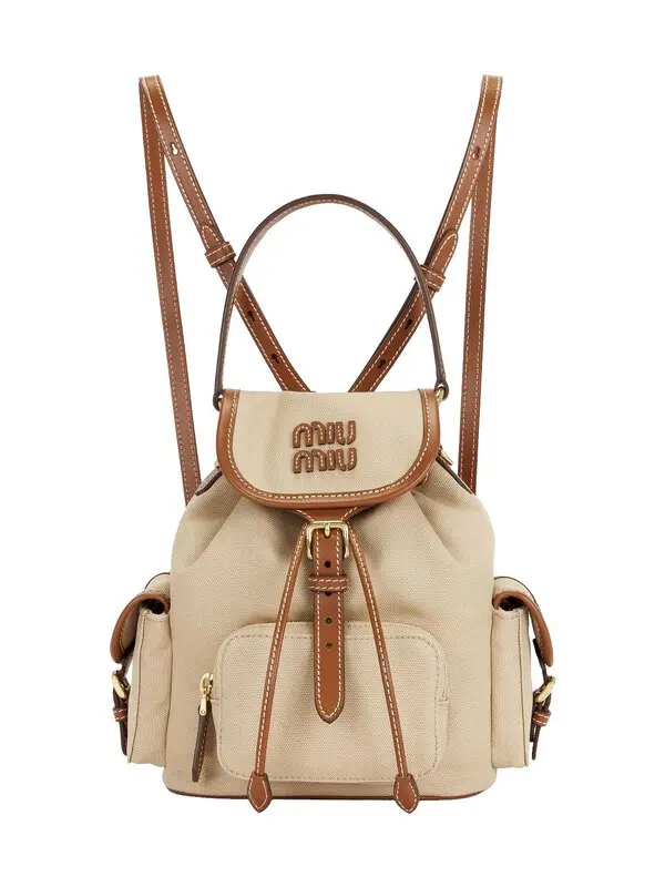Miu Miu Canapa Mini Backpack - Corda & Brandy