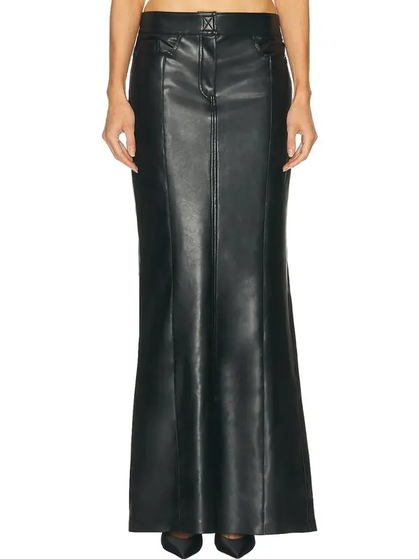 Norma Kamali Straight Faux Leather Jean Skirt - Black