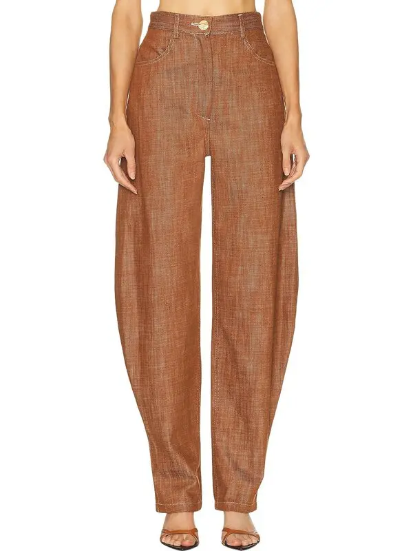 Matthew Bruch High-waist Barrel Leg - Brown Denim