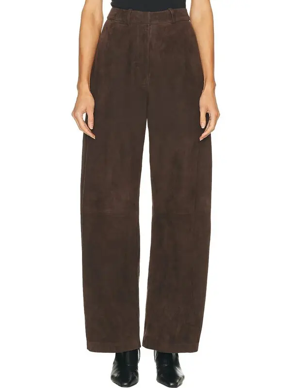 Nour Hammour Barrel Suede Pant - Mocha