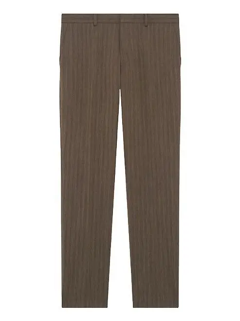 The Kooples Striped Straight-leg Wool Trousers - Light Brown