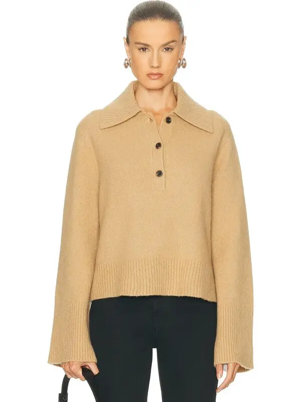 Jenni Kayne Cashmere Stevie Polo Top - Camel