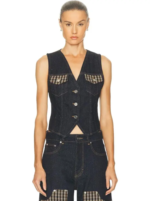 GANNI Neppy Denim Vest - Dark Blue Stone