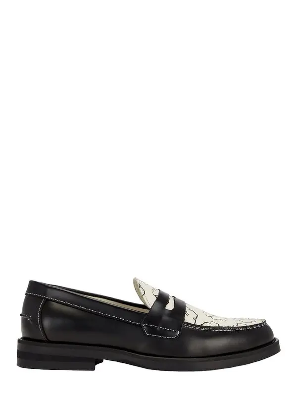 DUKE + DEXTER Wilde Penny Loafer - Black Sketch Floral