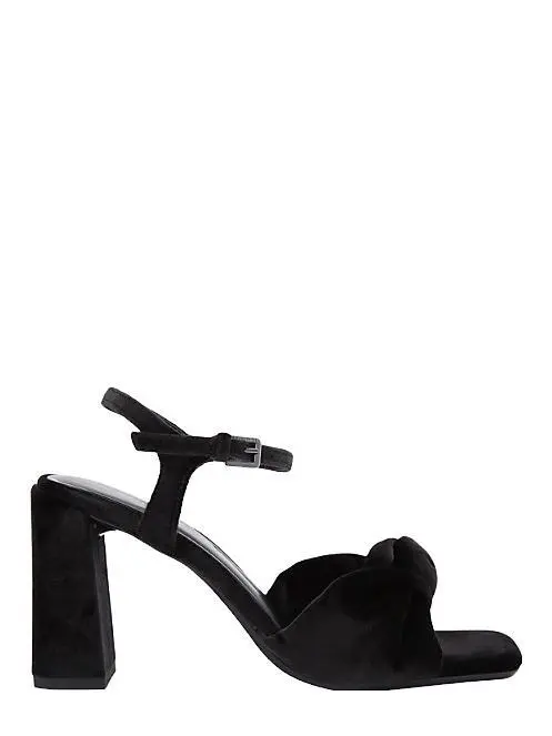 Kurt Geiger Signet Velvet Heeled Sandals - Black