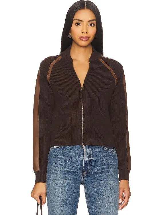 Central Park West Atlas Raglan Zip Up Jacket - Chocolate