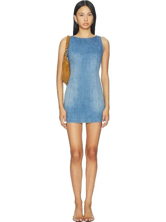 Free People Atlas Denim Mini Dress - Blue Fade