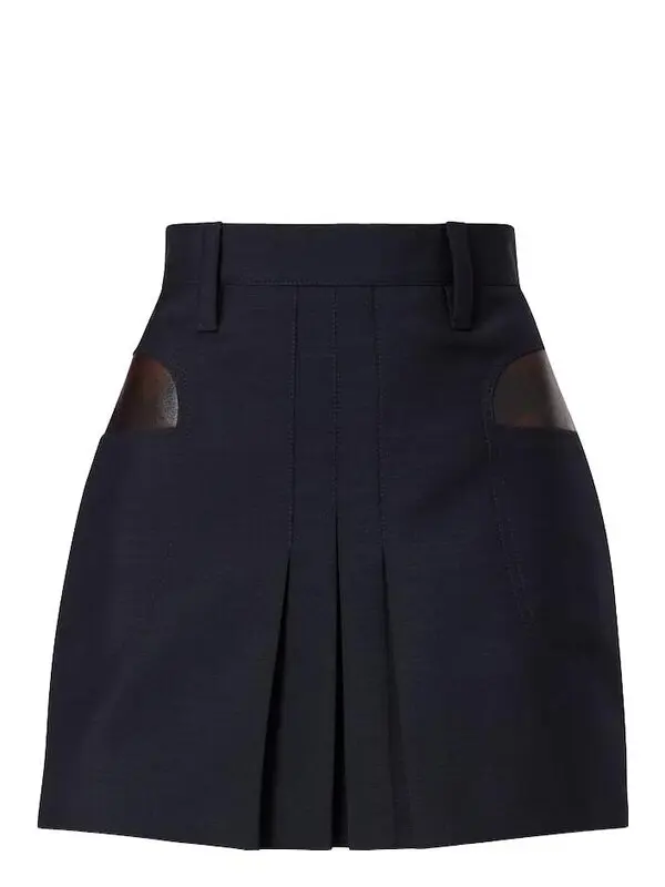 Prada Pleated Mohair And Wool Miniskirt - Blue