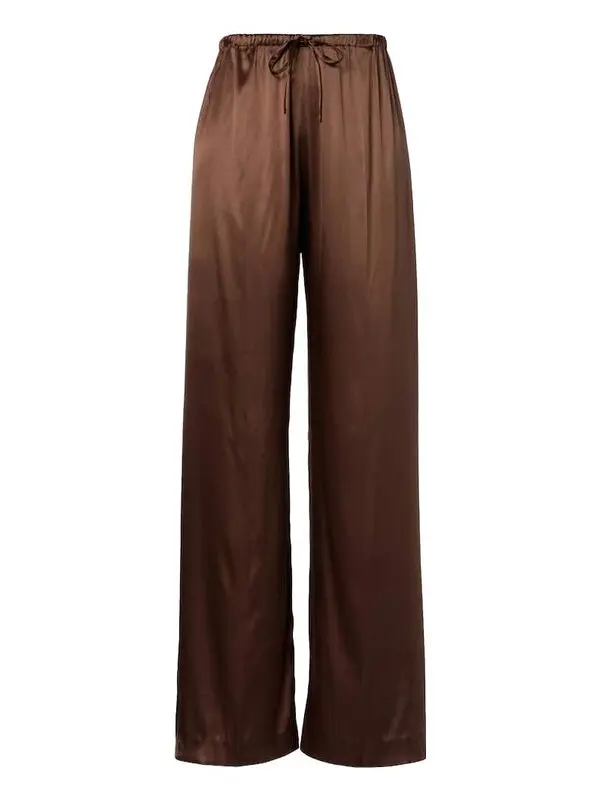 Dries Van Noten Mid-rise Straight Silk-blend Pants - Brown