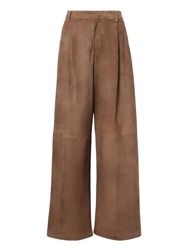 Max Mara Brando High-rise Suede Wide-leg Pants - Brown