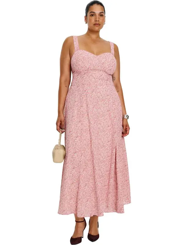 REFORMATION Lela Lace-trimmed Midi Dress - Pink