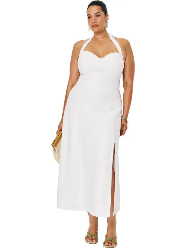 REFORMATION Tala Linen Midi Dress - Ivory