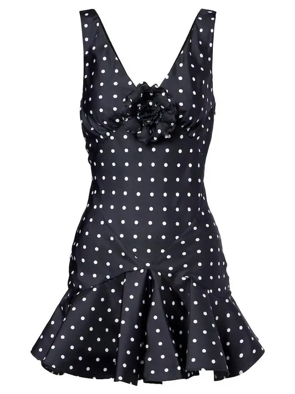 RODARTE Polka-dot Silk Twill Minidress - Black