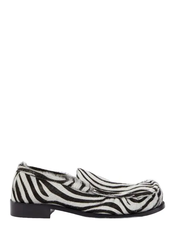 Dries Van Noten Animal-printed Calf Hair Loafers - White