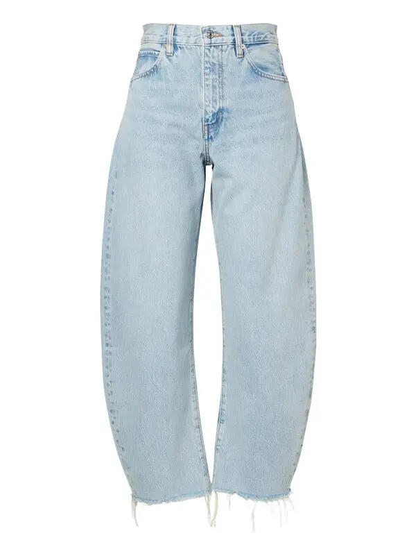 FRAME Bubble Crop High-rise Barrel-leg Jeans - Blue