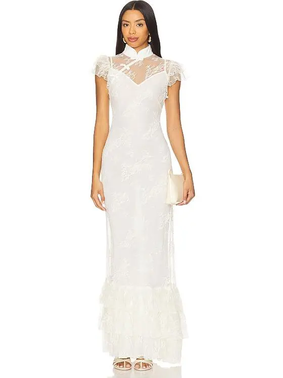 SAU LEE Ramona Lace Dress - Ivory