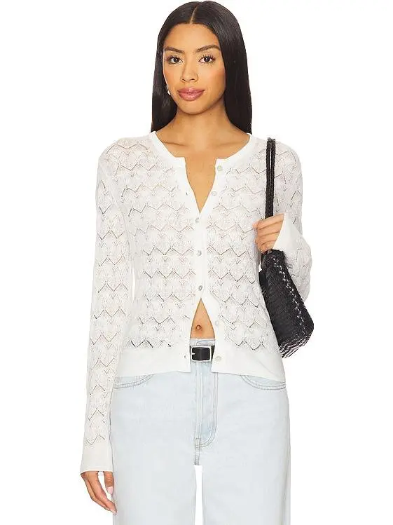 Vince Lace Stitch Cardigan - Optic White