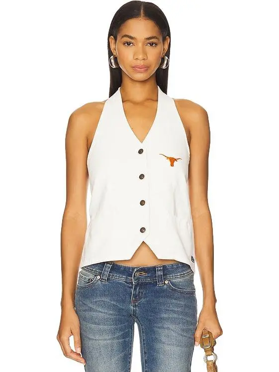 HYPE AND VICE University Of Texas At Austin Halter Vest - White Denim