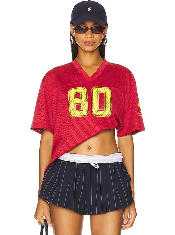HYPE AND VICE University Of Southern California Boyfriend Jersey Top - Red
