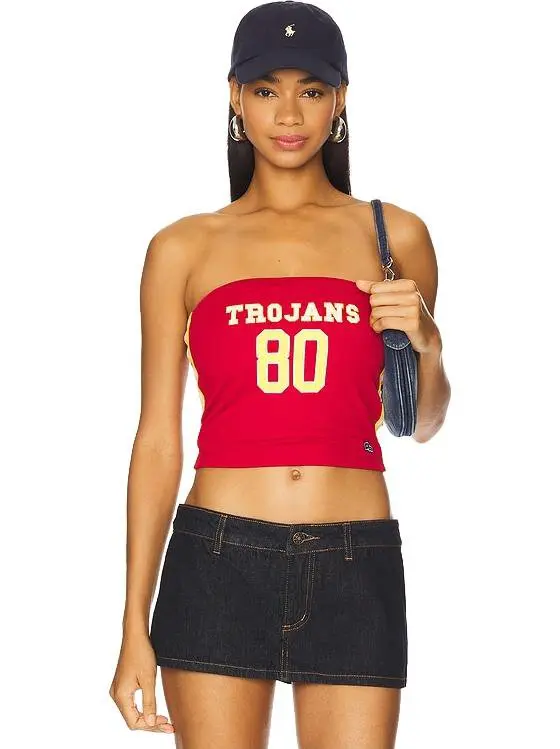 HYPE AND VICE University Of Southern California Jersey Tube Top - Red