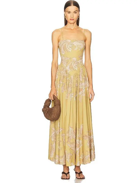 Hemant & Nandita Corset Maxi Dress - Olive