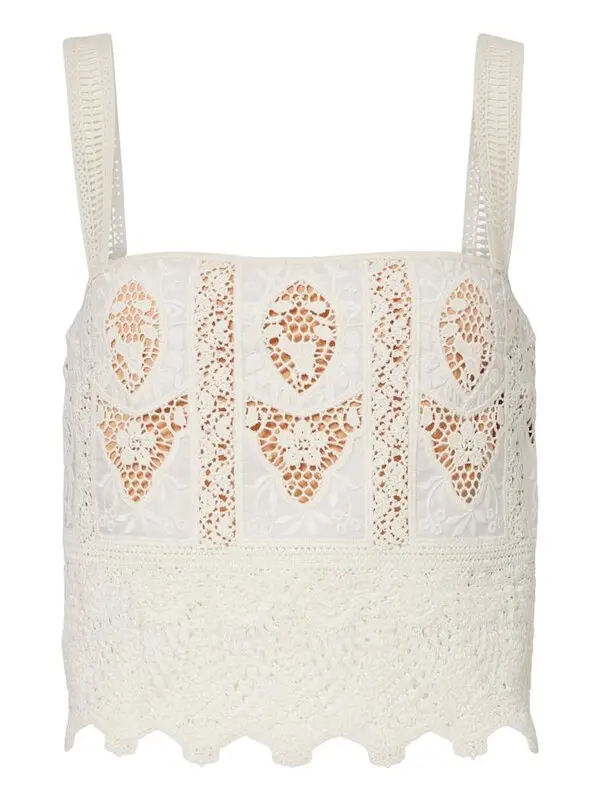 Johanna Ortiz Embroidered Voile Top - White
