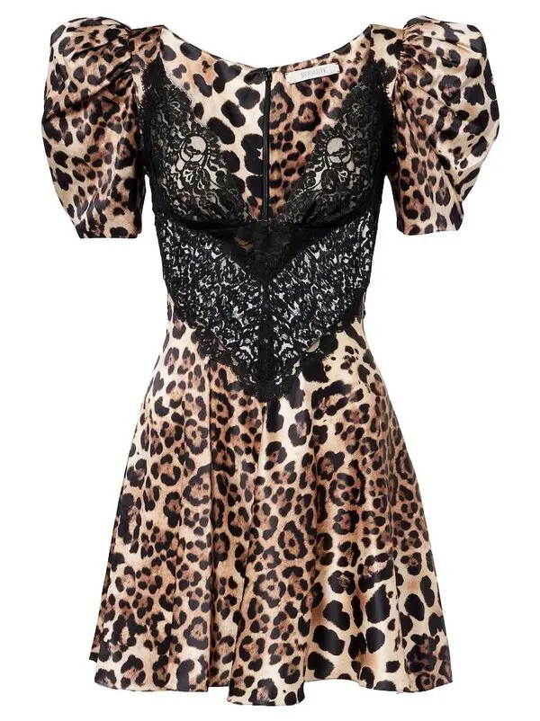 RODARTE Leopard-print Silk Satin Minidress - Multicoloured