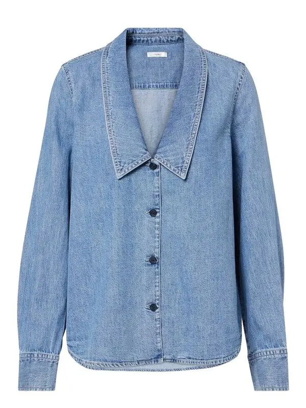 FRAME Low Collar Denim Shirt - Blue