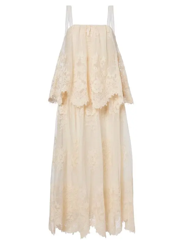 Zimmermann Hypnotic Floral Lace Midi Dress - White