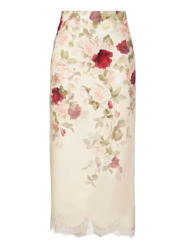 Zimmermann Hypnotic Floral Linen Pencil Skirt - Multicoloured