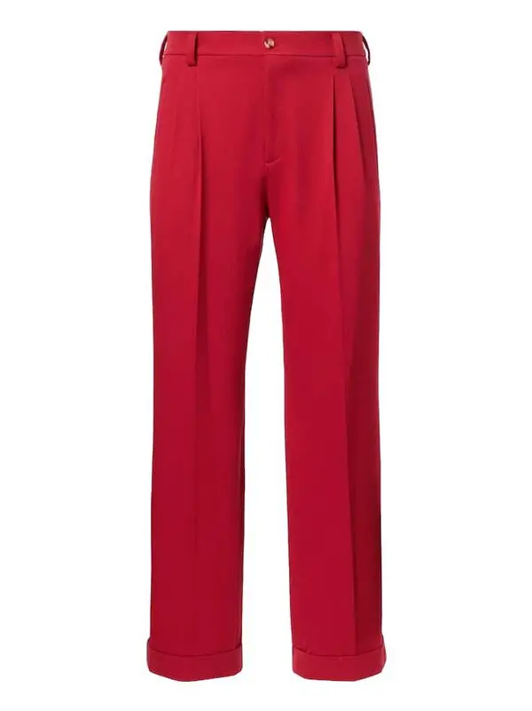 Valentino Garavani Cotton Twill Straight Pants - Red