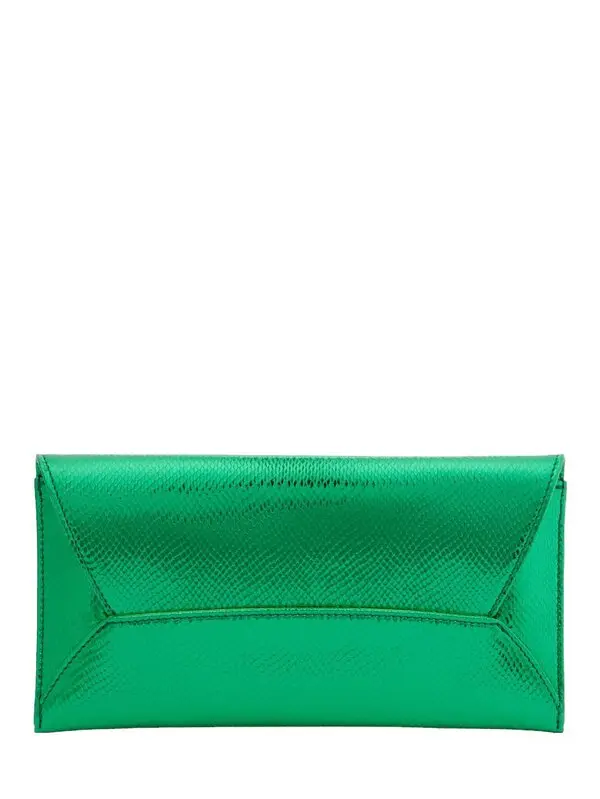 AQUAZZURA Envelope Small Metallic Leather Clutch - Green