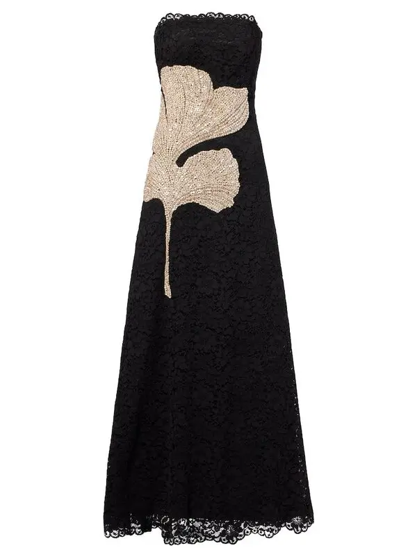 Costarellos Hallis Embellished Lace Gown - Black