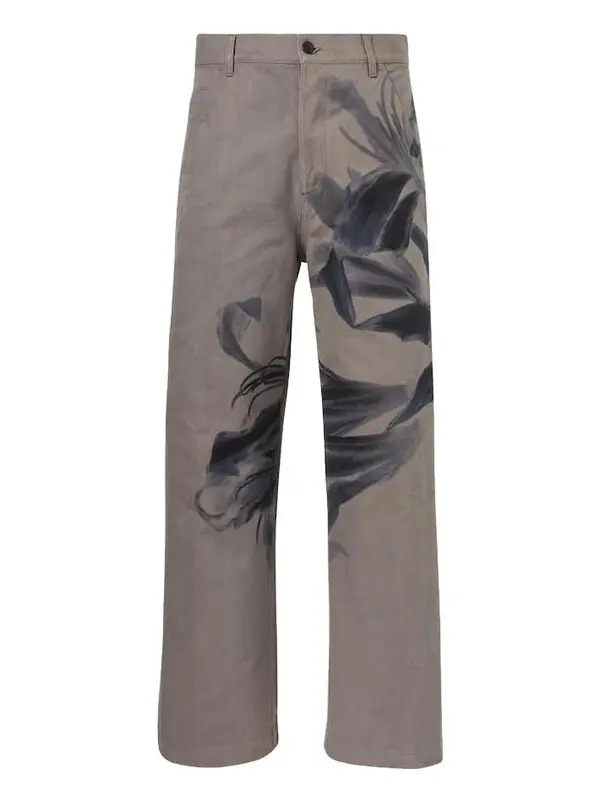 Dries Van Noten Printed Cotton Chinos - Grey